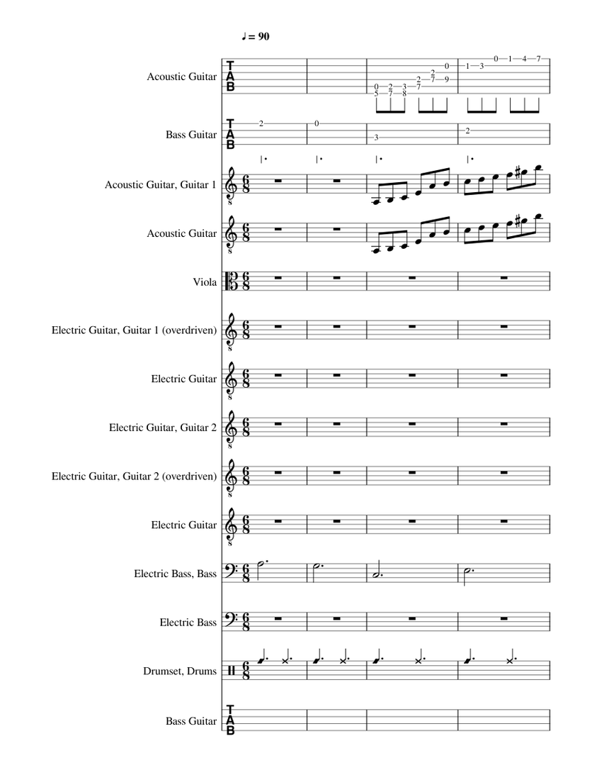 summertime A melodic minor Sheet Music and Tab for Viola, Guitar, Bass ...