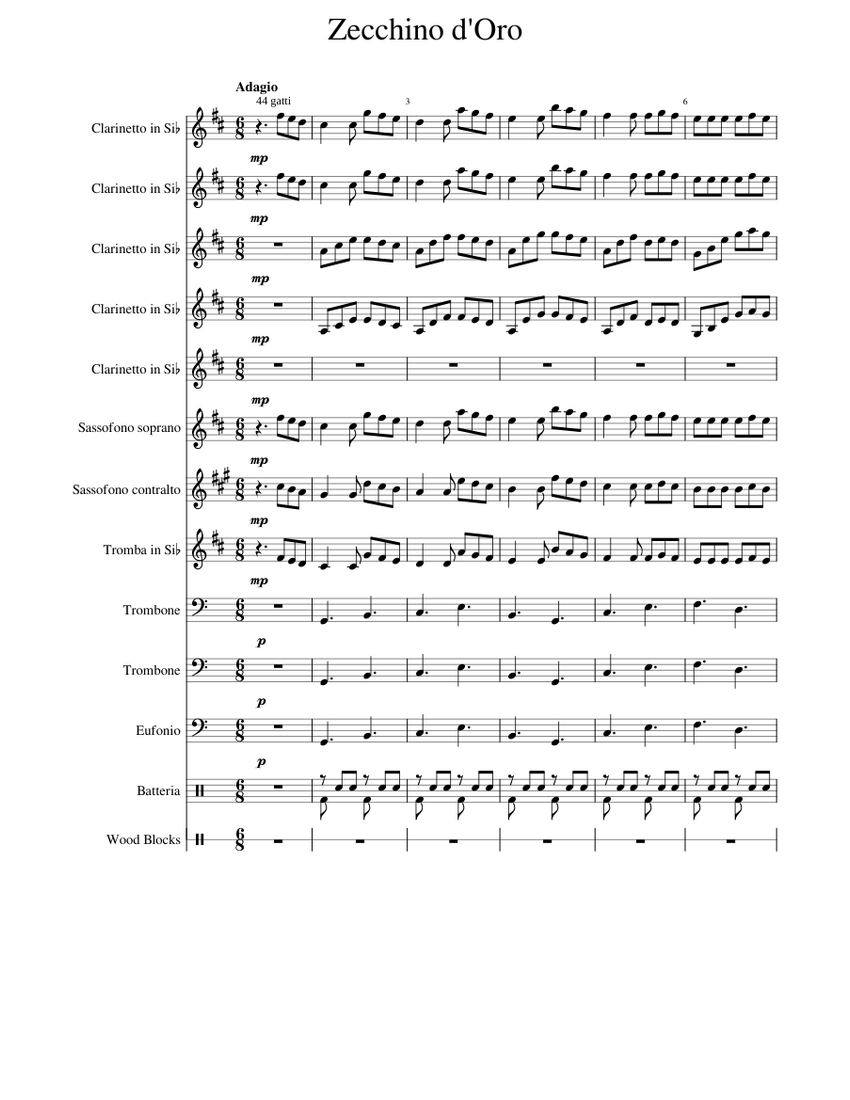 L'Oro dello Zecchino Sheet Music for Trombone, Euphonium, Clarinet in b ...