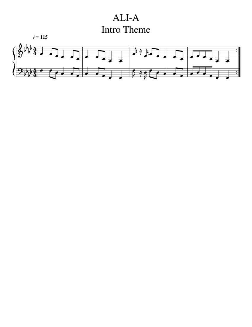 ALI-A Intro Theme Sheet Music for Piano (Solo) easy | MuseScore.com