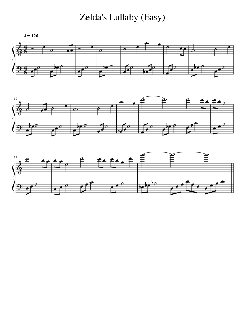 Zelda's Lullaby (Easy) Sheet Music for Piano (Solo) | MuseScore.com