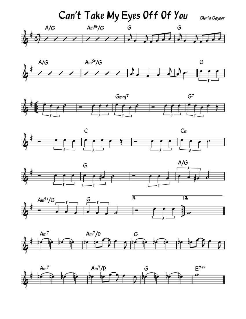 Can't Take My Eyes Off Of You Sheet Music with Chords for Piano (Solo ...