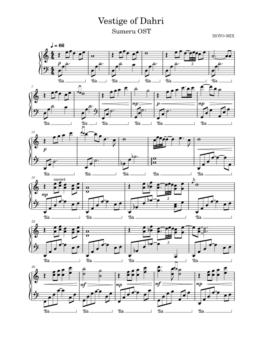 Vestige of Dahri – HOYO-MiX Vestige of Dahri - Sumeru OST Sheet Music ...