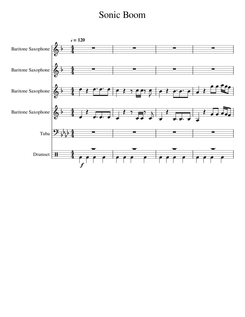 Snake Pit - Sonic Boom Sheet music for Tuba, Saxophone baritone, Drum ...