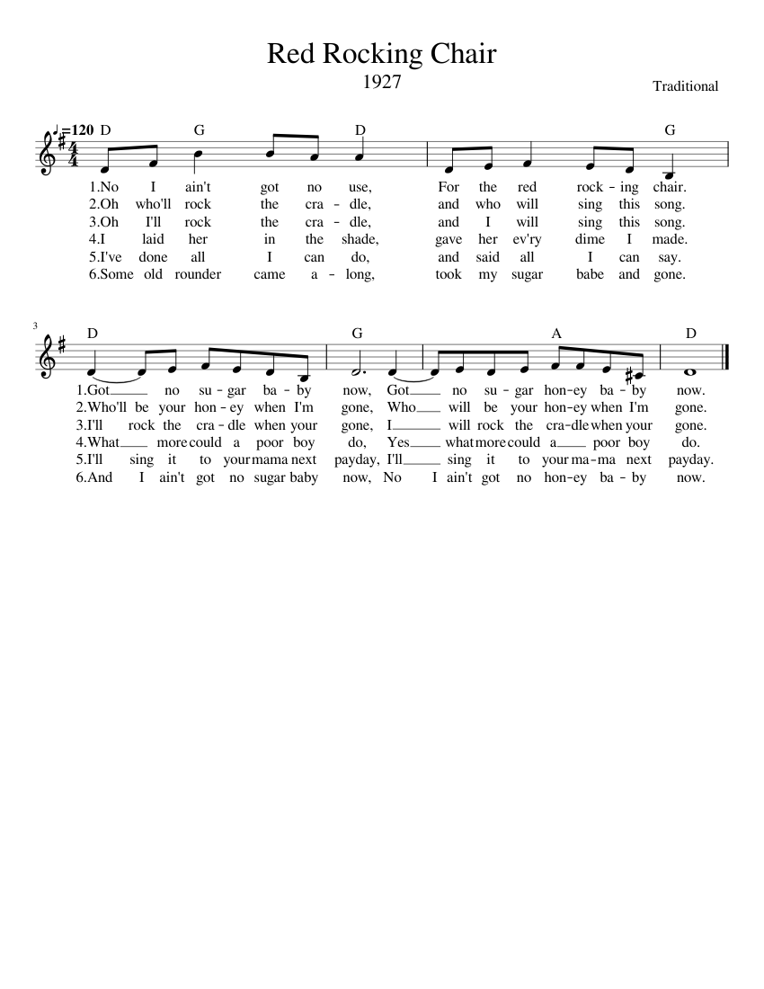 Red Rocking Chair Sheet music for Piano (Solo) Easy | Musescore.com