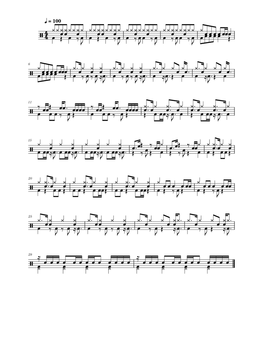 Pop Drum Pattern Sheet Music for Drum group (Solo) | MuseScore.com