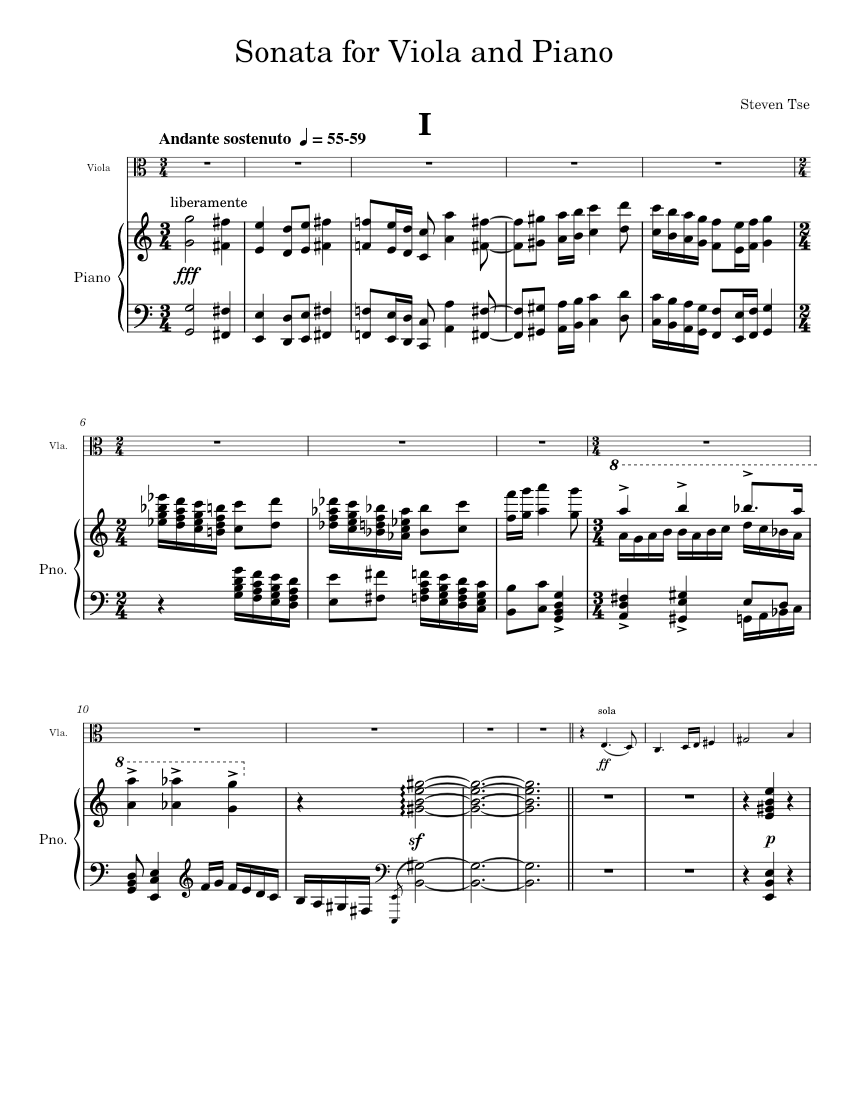 Sonata for Viola and Piano Sheet Music for Piano, Viola (Mixed Duet ...
