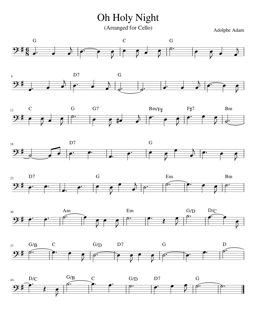 Oh Holy Night - Cello Sheet music for Piano (Solo) Easy | Musescore.com