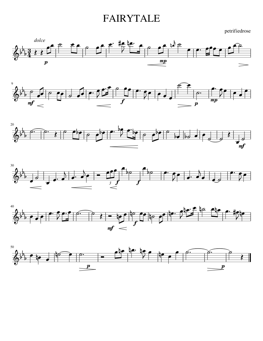 Fairytale Sheet music for Violin (Solo) | Musescore.com