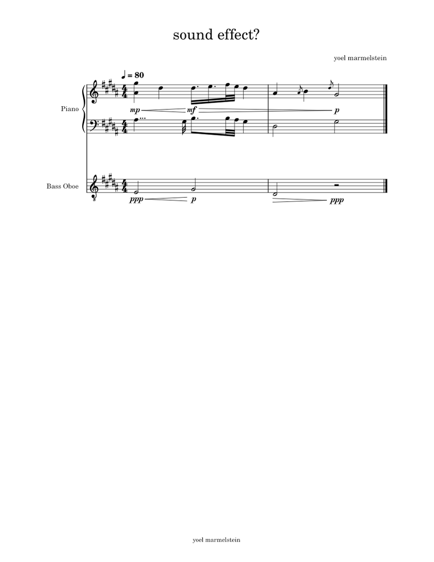 sound effect? Sheet music for Piano, Oboe (Piano Duo) | Musescore.com