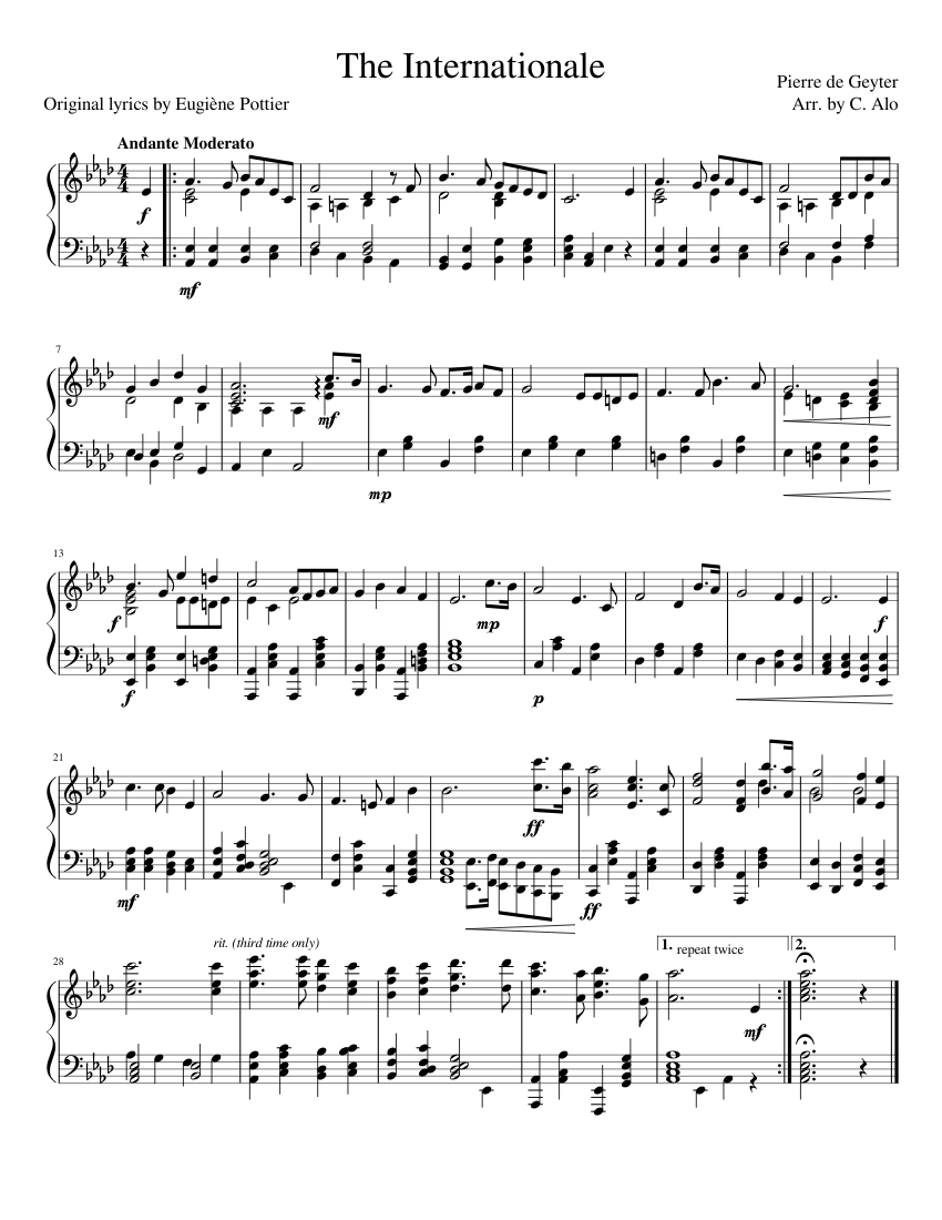 The Internationale Sheet music for Piano (Solo) | Musescore.com