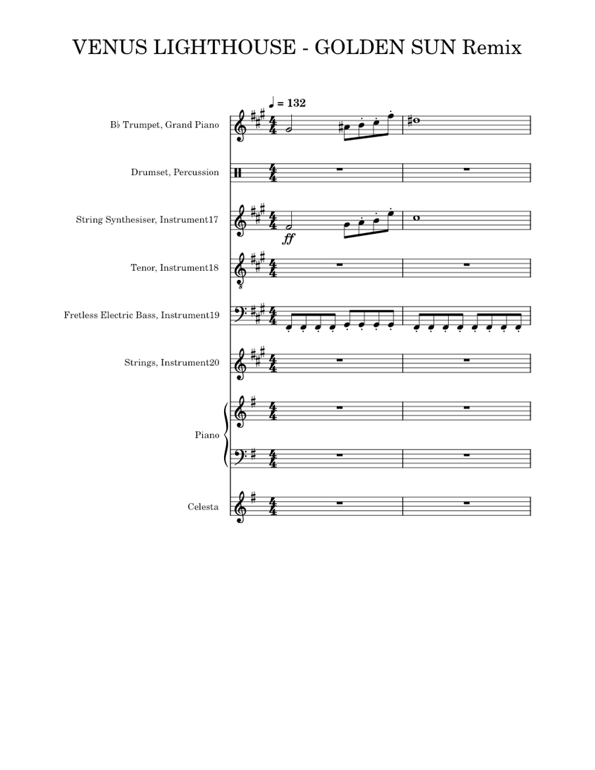 Golden Sun- Venus Lighthouse (REMIX) Motoi Sakuraba Sheet music for ...