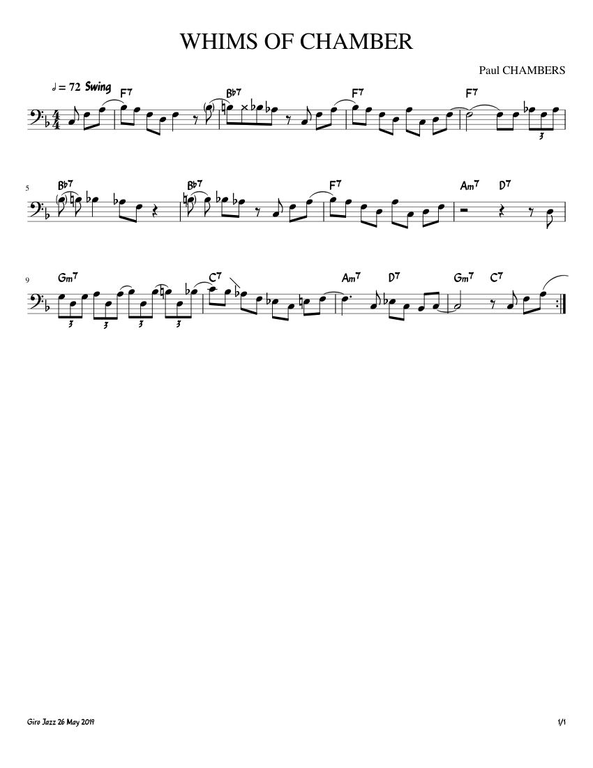 WHIMS OF CHAMBER Sheet Music with Chords for Bass guitar (Solo ...