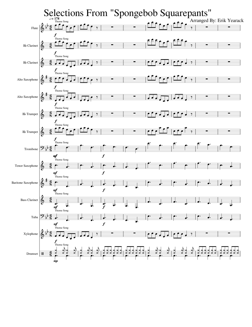 Selections From Spongebob Squarepants Sheet music for Trombone, Tuba ...