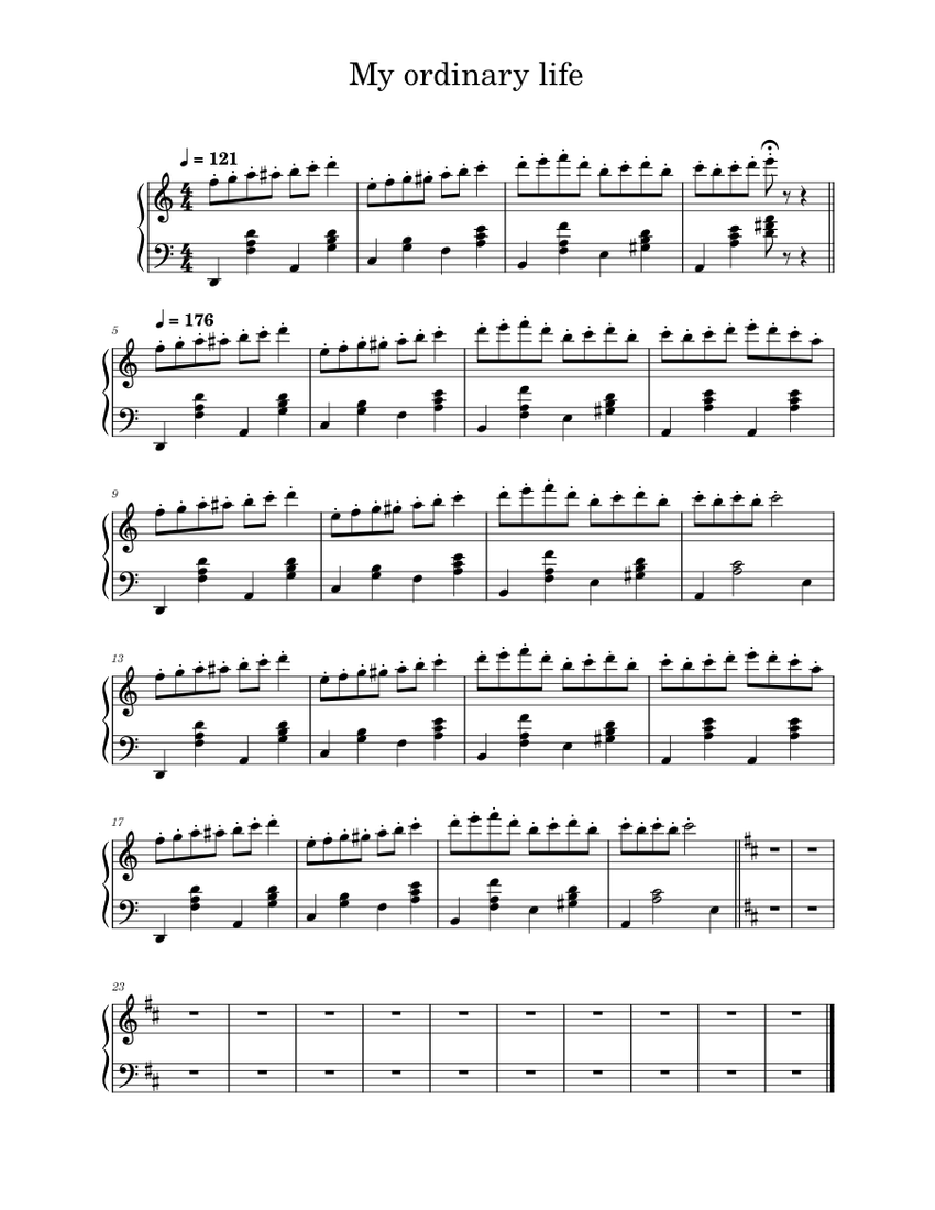 My Ordinary Life – The Living Tombstone Sheet Music for Piano (Solo ...
