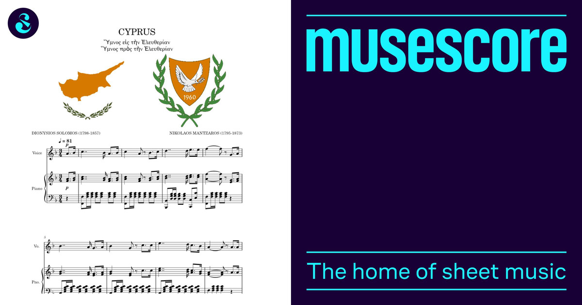 Cyprus National Anthem Sheet Music for Piano, Voice (other) (Piano ...