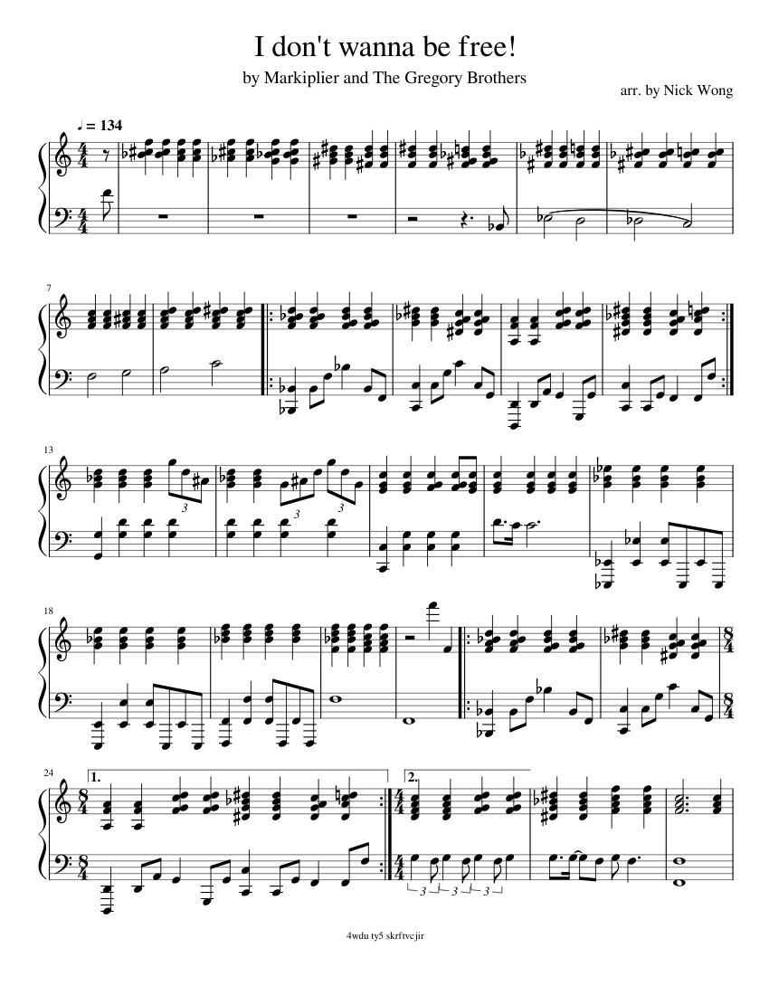 i dont wanna be free Sheet Music for Piano (Solo) | MuseScore.com