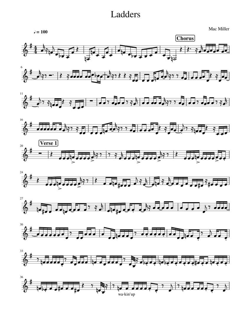 Ladders - Mac Miller Sheet Music for French horn (Solo) | MuseScore.com