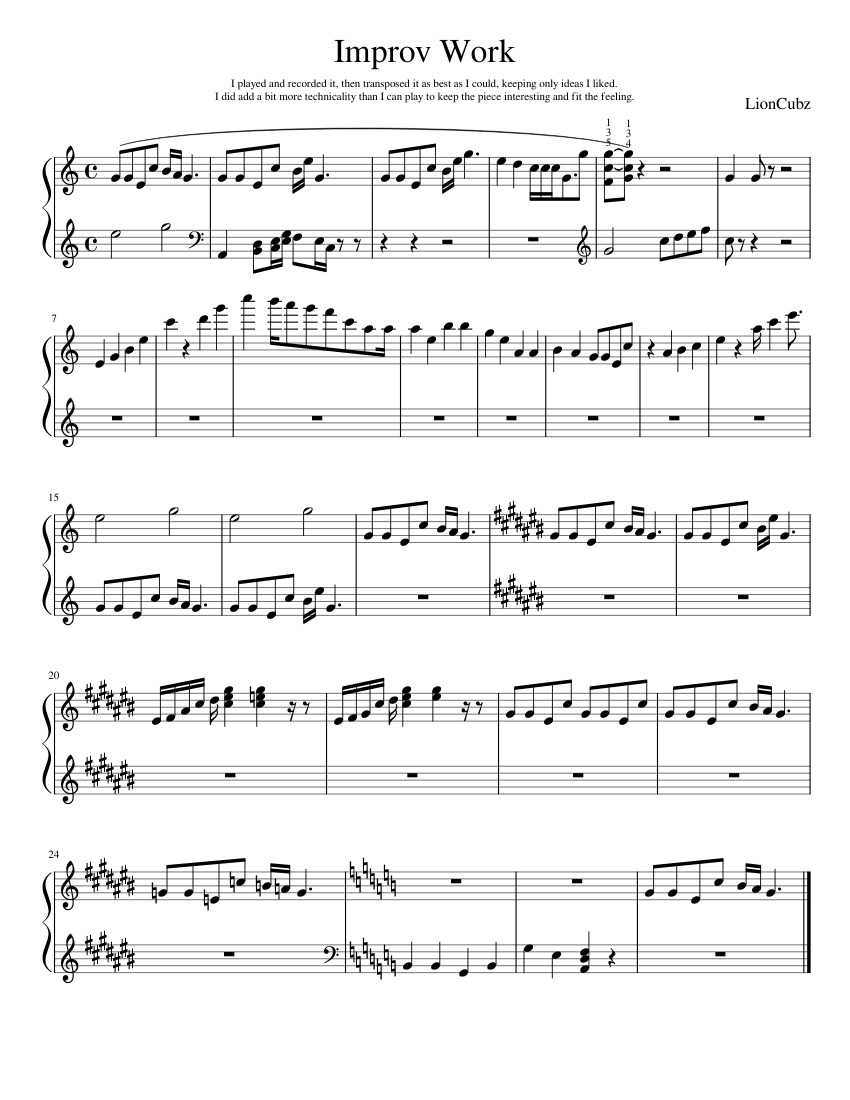 Improv_Work Sheet music for Piano (Solo) Easy | Musescore.com