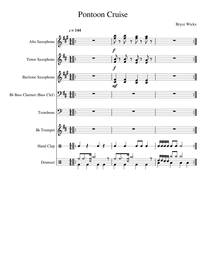 Pontoon Cruise Sheet music for Trombone, Clarinet bass, Saxophone alto ...