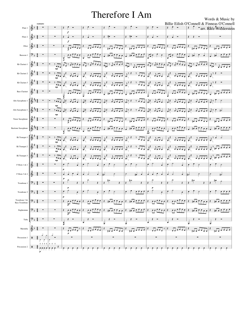 Therefore I Am Sheet Music for Trombone, Euphonium, Tuba, Flute & more ...