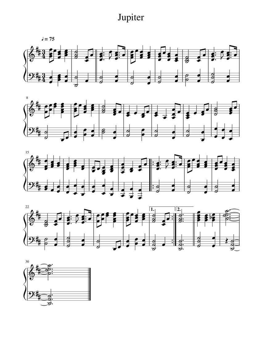 Jupiter Sheet music for Piano (Solo) Easy | Musescore.com
