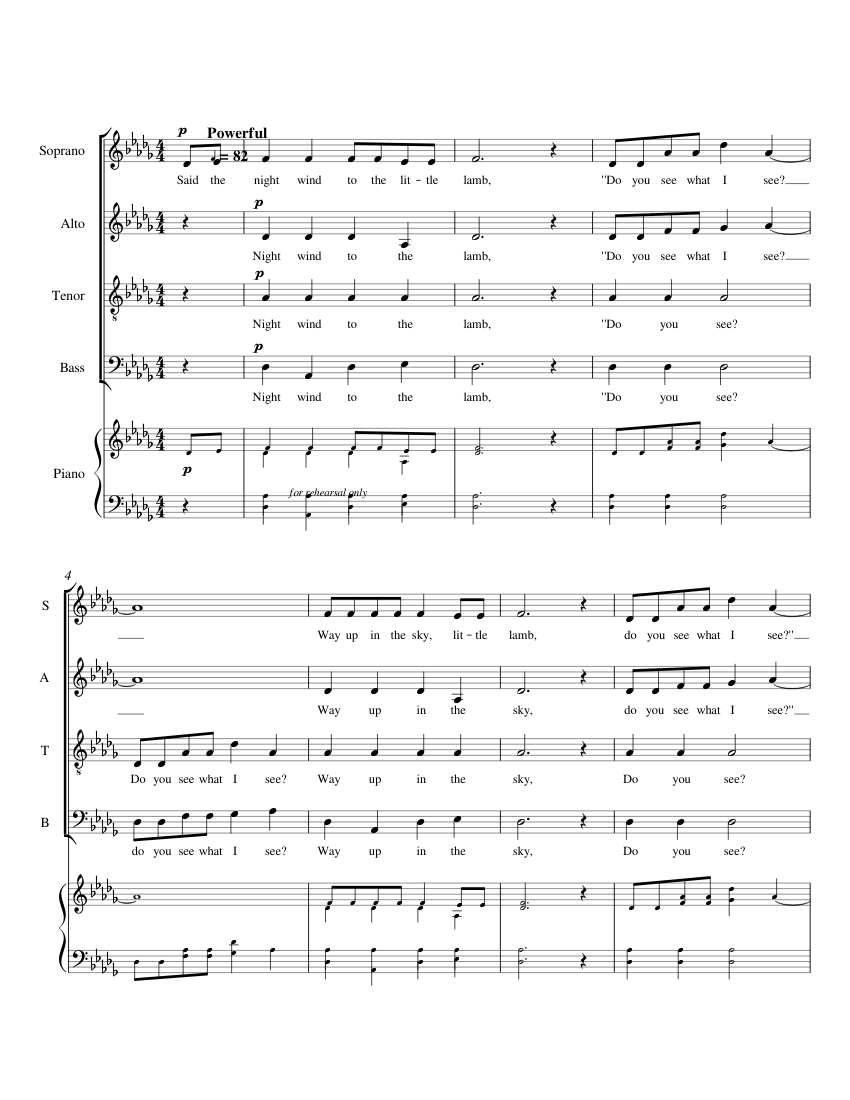 Do You Hear What I Hear? (SATB div.) Sheet Music for Piano, Soprano, Alto, Tenor & more ...