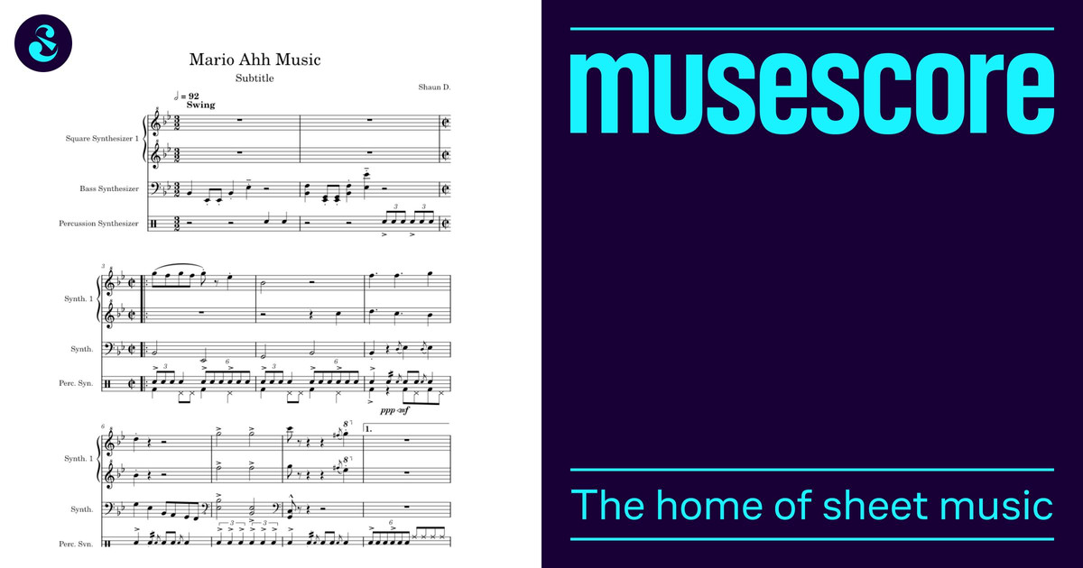 Mario Ahh Music Sheet music for Bass guitar, Drum group, Synthesizer ...