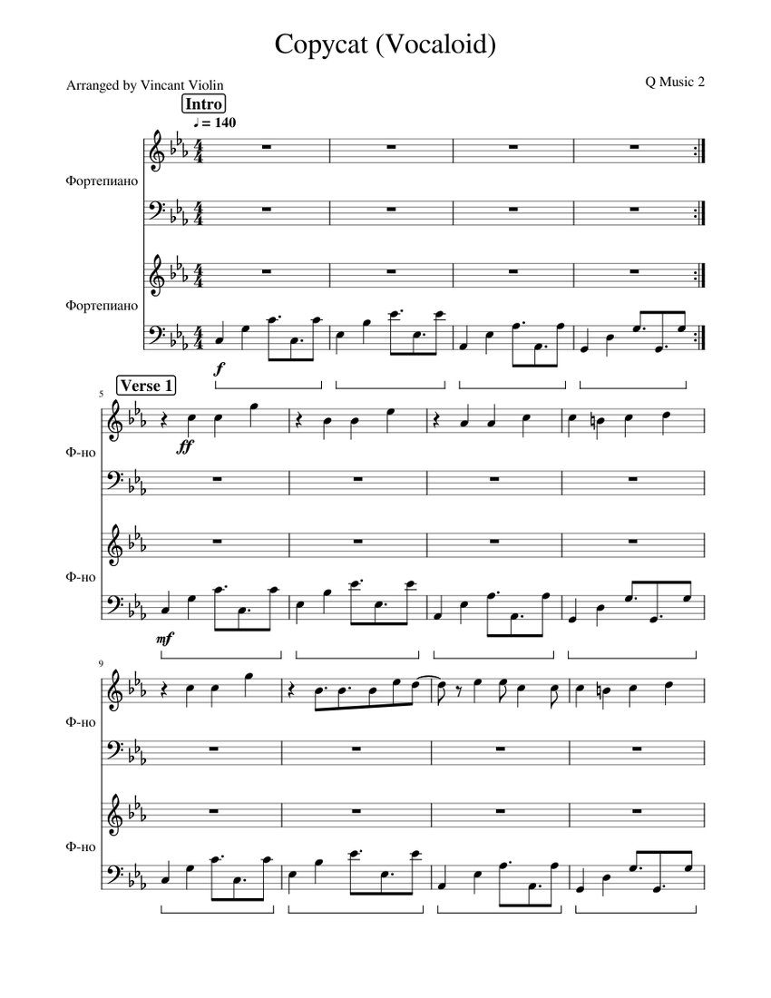 Copycat (Vocaloid) Sheet music for Piano (Piano Duo) | Musescore.com
