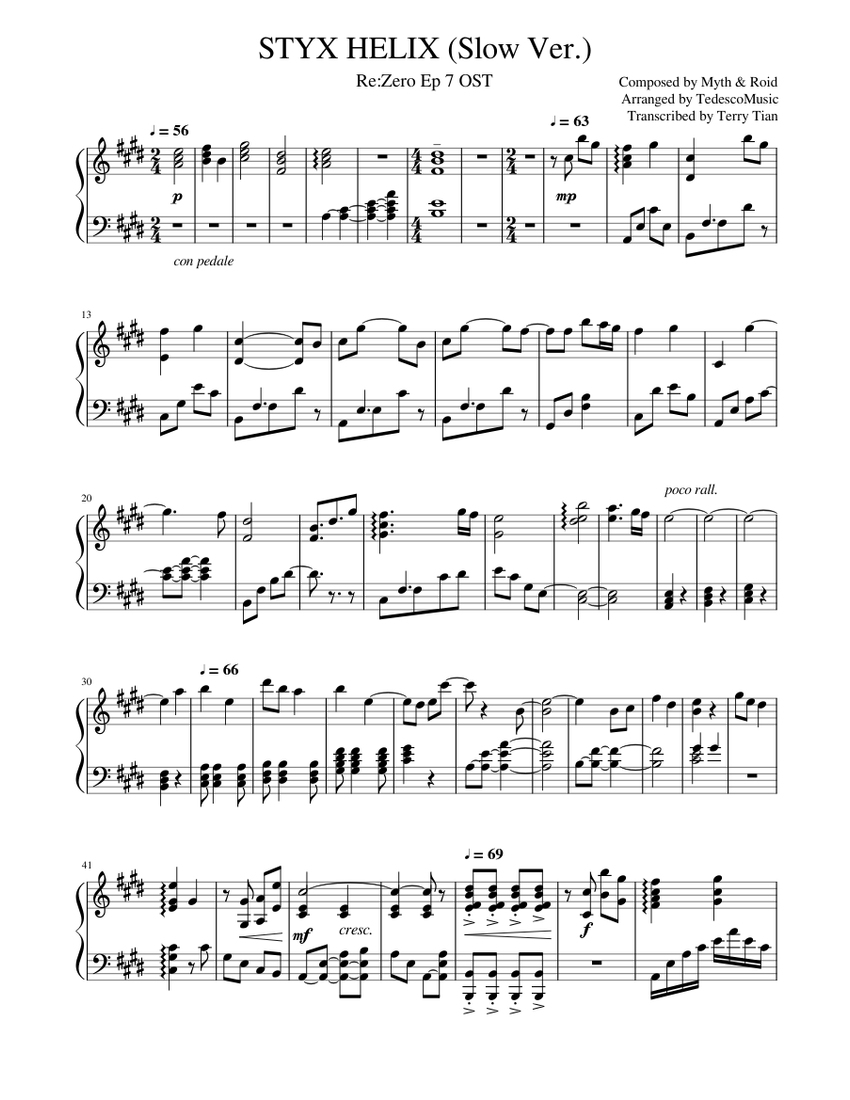 STYX HELIX Slow Ver. Sheet music for Piano (Solo) | Musescore.com
