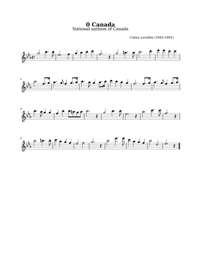 O canada Eb Sheet music for Flute (Solo) | Musescore.com