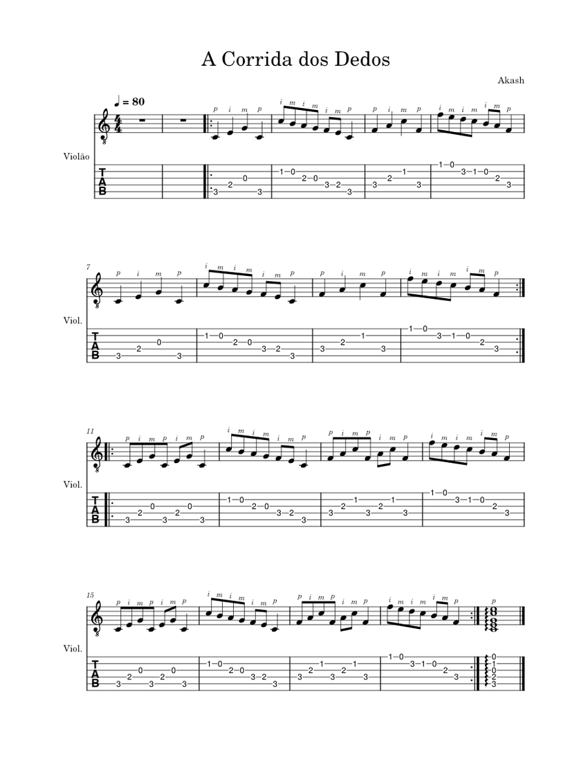 GTR77-M8 - A Corrida dos Dedos Sheet music for Guitar (Solo ...