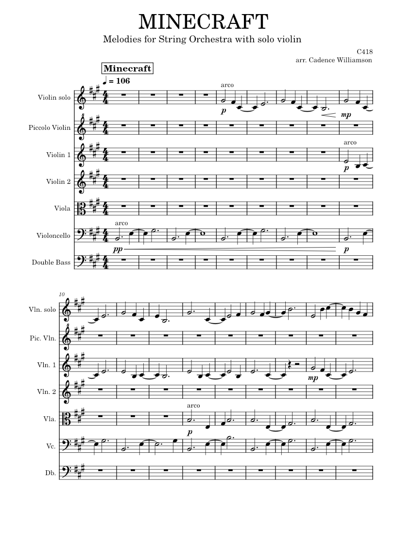 Minecraft – c418 MINECRAFT – c418 - for string orchestra Sheet Music ...