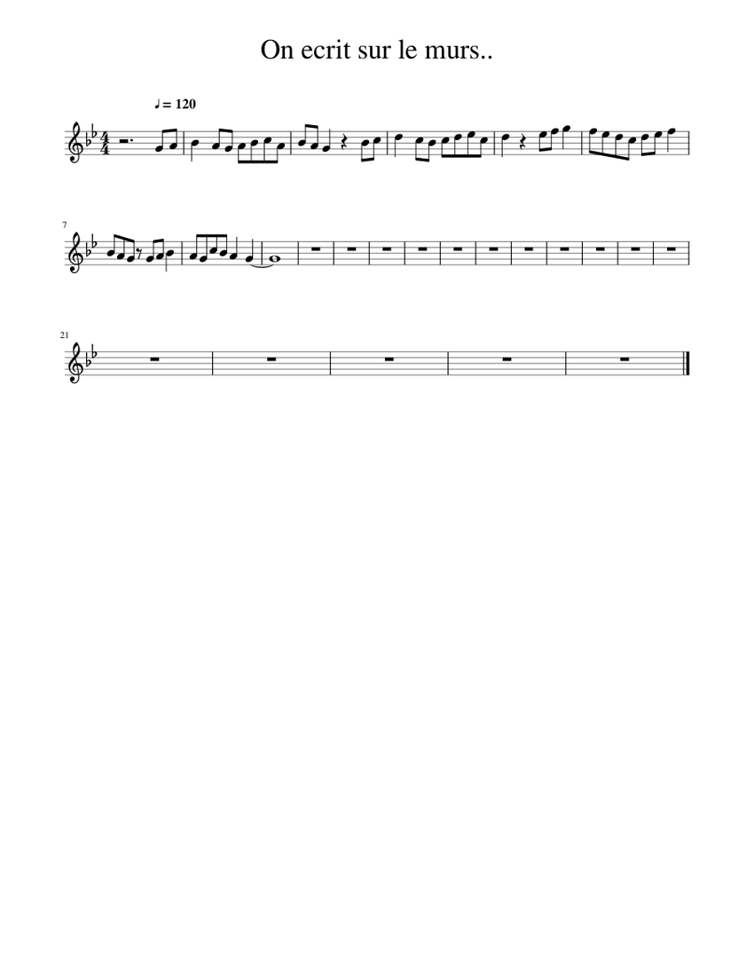 On ecrit sur le murs.. Sheet music for Piano (Solo) | Musescore.com