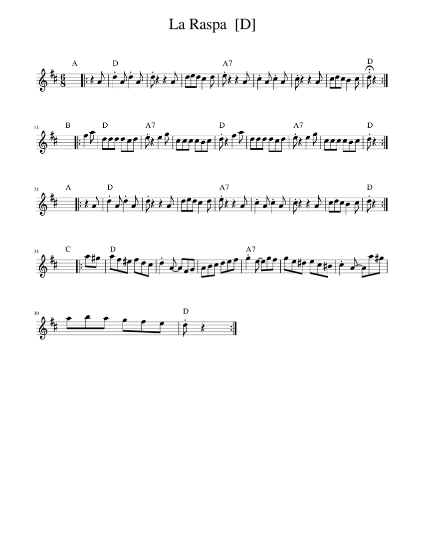 La Raspa Sheet music for Piano (Solo) Easy | Musescore.com