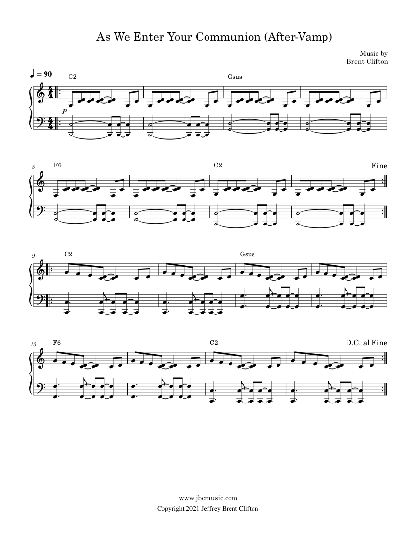 As We Enter Your Communion After-Vamp - Brent Clifton Sheet music for ...