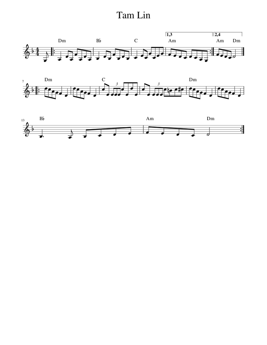 Tam Lin Sheet music for Piano (Solo) Easy | Musescore.com