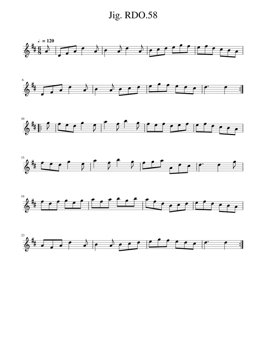 Jig. RDO.58 Sheet music for Piano (Solo) Easy | Musescore.com
