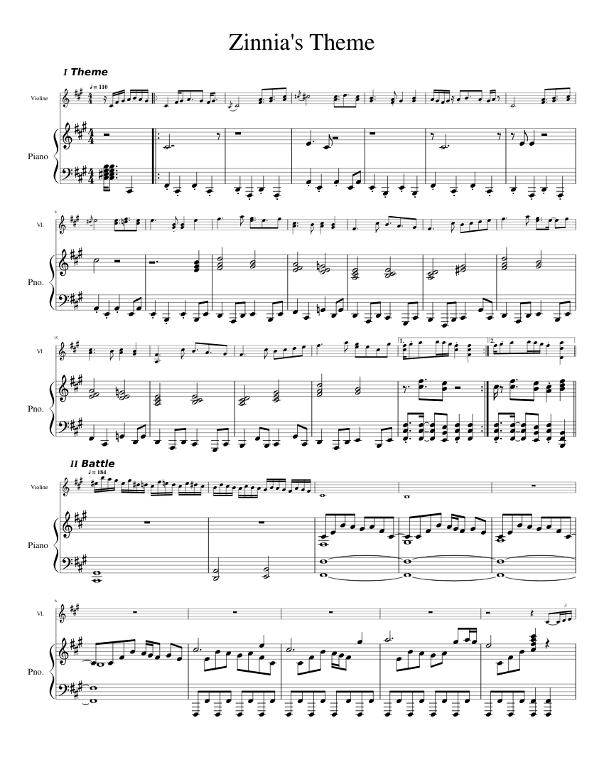 Zinnia's Theme Sheet Music for Piano, Violin (Solo) | MuseScore.com