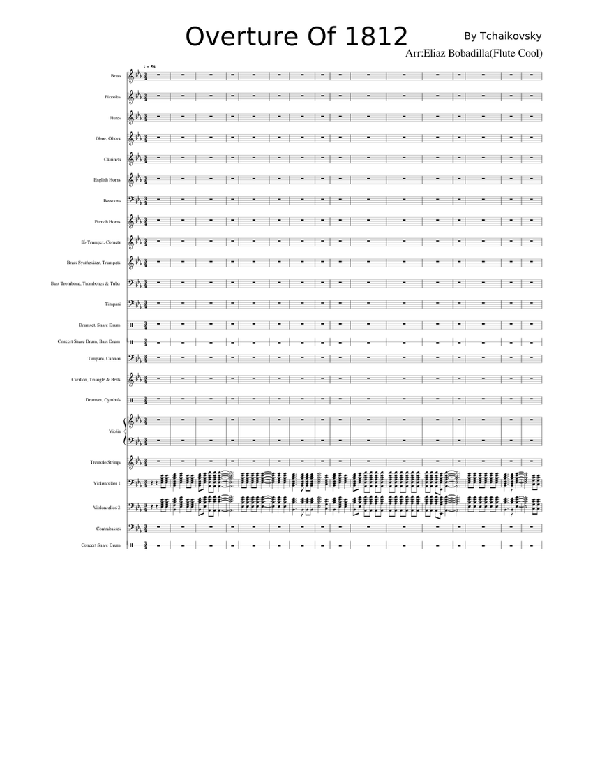 Overture of 1812 Sheet music for Trombone bass, Flute, Oboe, Clarinet ...