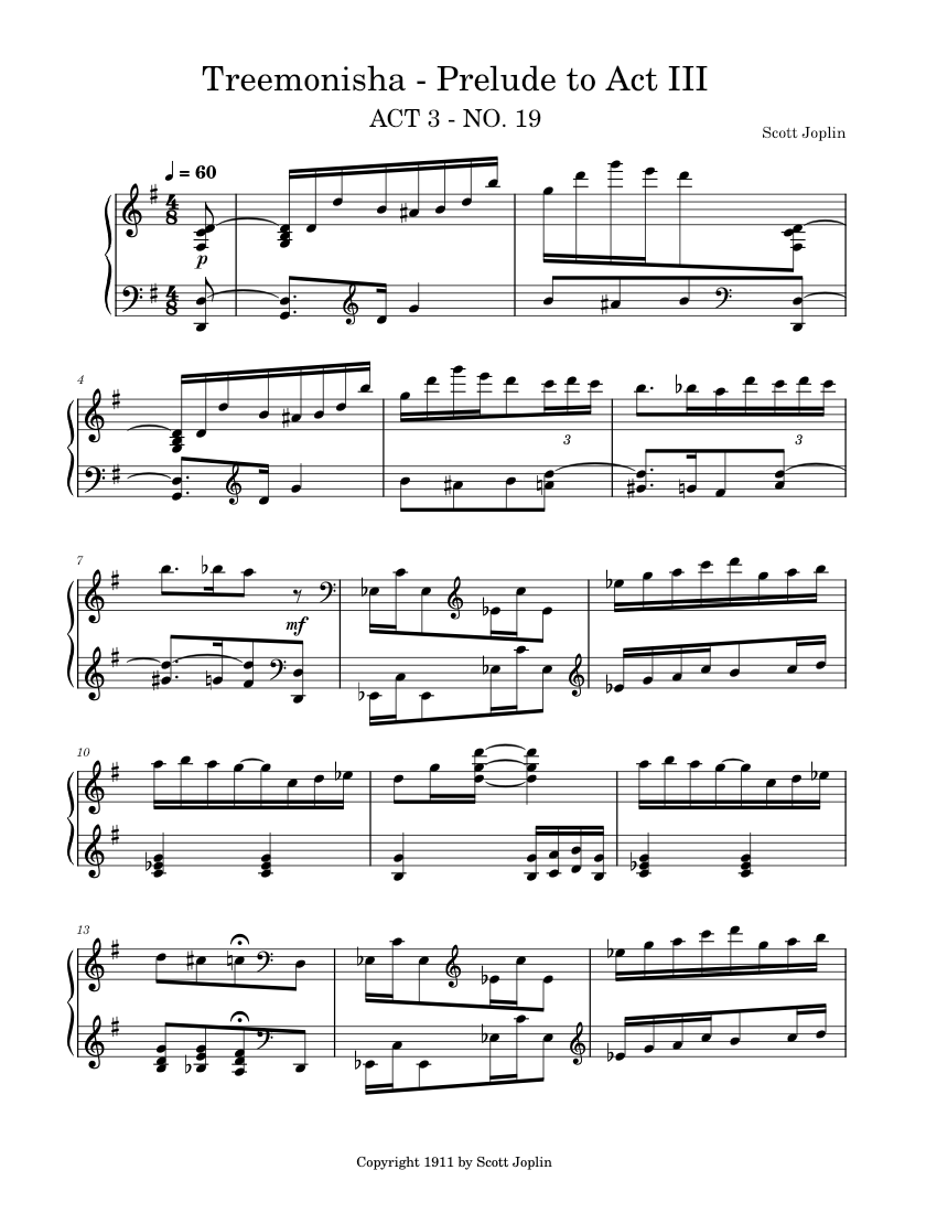 Treemonisha - Prelude to Act 3 (ACT 3 - NO. 19) by Scott Joplin (1911 ...