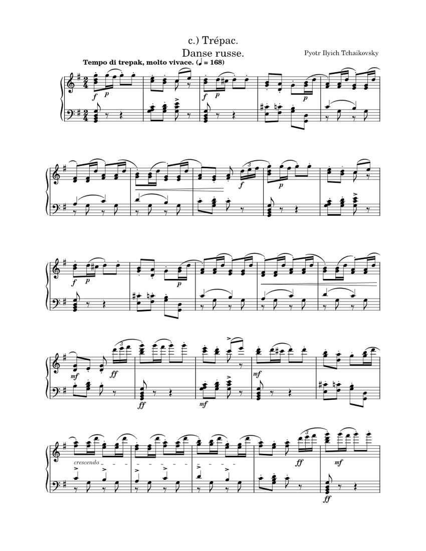 Trepak from "The Nutcracker" for Piano Solo - Pyotr Ilyich Tchaikovsky ...