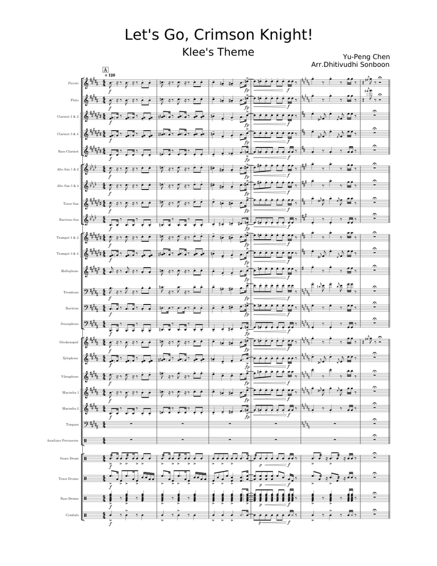 Let's Go, Crimson Knight! (Klee's Theme) | Marching Band Arrangement Sheet Music for Trombone ...