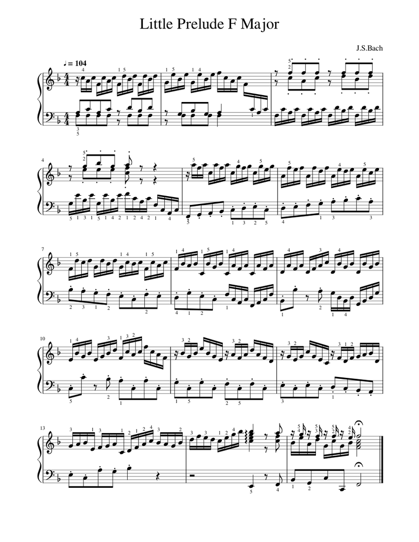 Little Prelude F Major BWV 927 J.S. Bach Sheet music for Piano (Solo ...