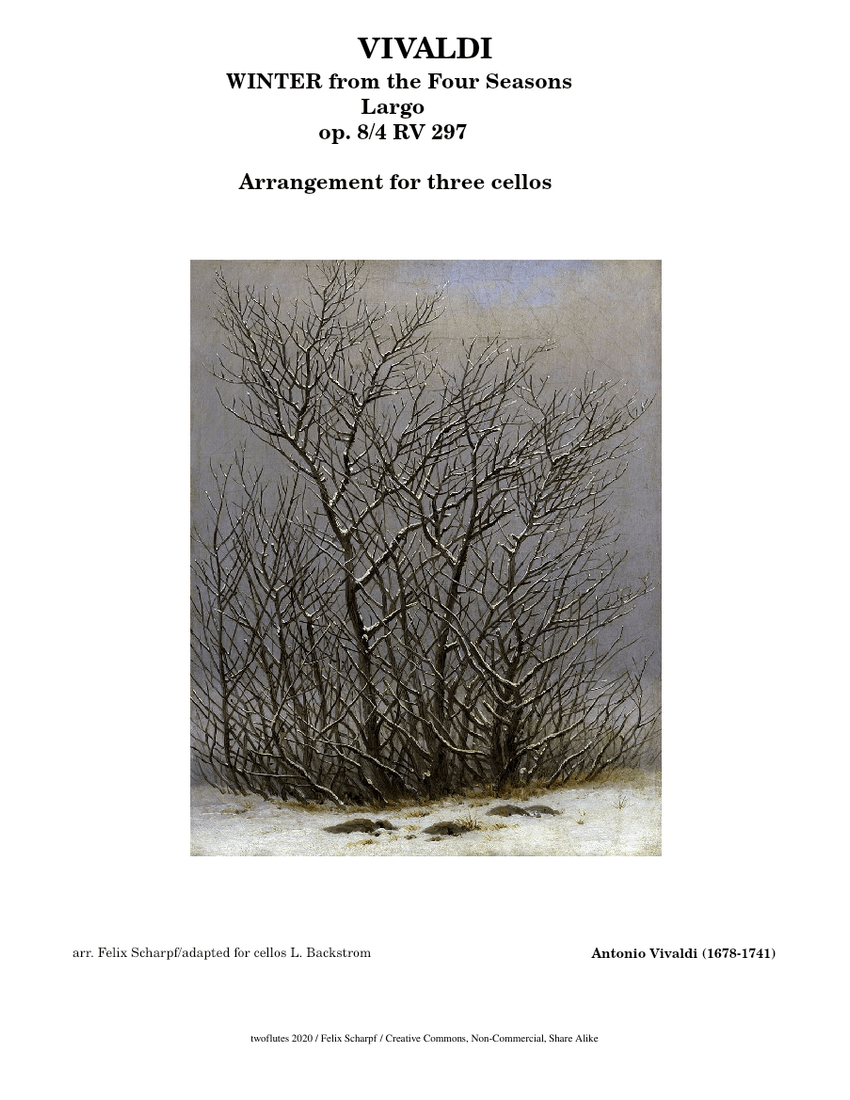 The four seasons - winter – Antonio Vivaldi Sheet Music for Cello ...