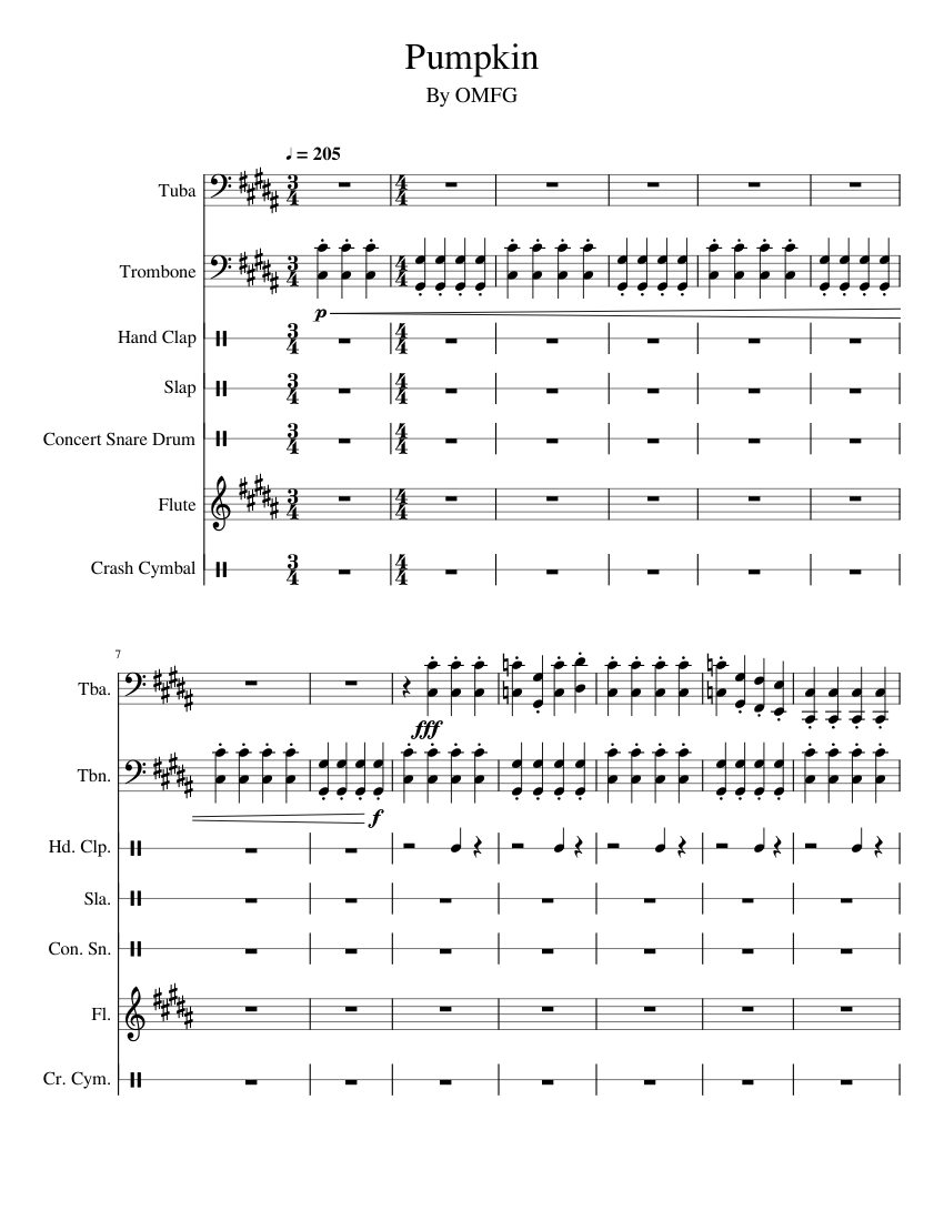 Pumpkin By OMFG - Band Arrangement Sheet music for Trombone, Tuba ...
