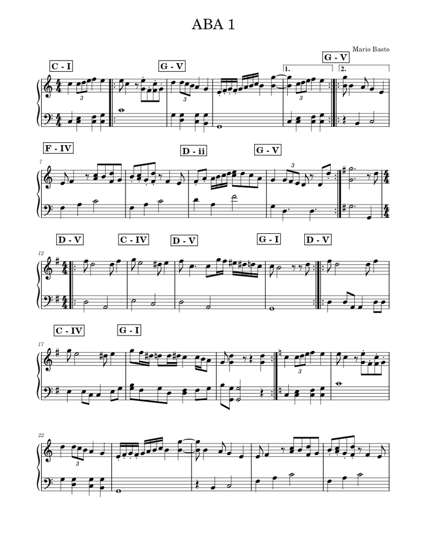 Aba 1 Sheet music for Piano (Solo) Easy | Musescore.com