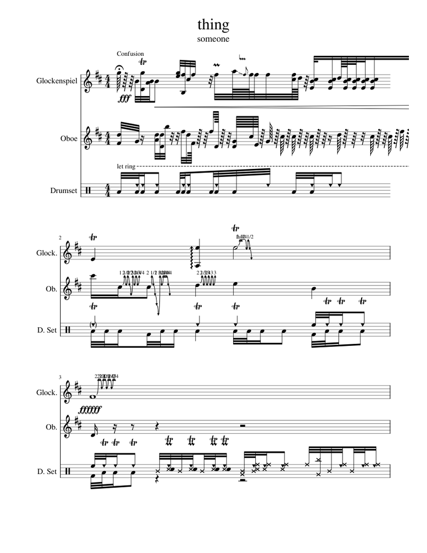 thing Sheet music for Oboe, Glockenspiel, Drum group (Mixed Trio ...