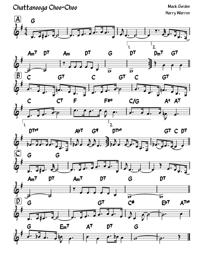 Chattanooga Choo-Choo Sheet music for Piano (Solo) | Musescore.com