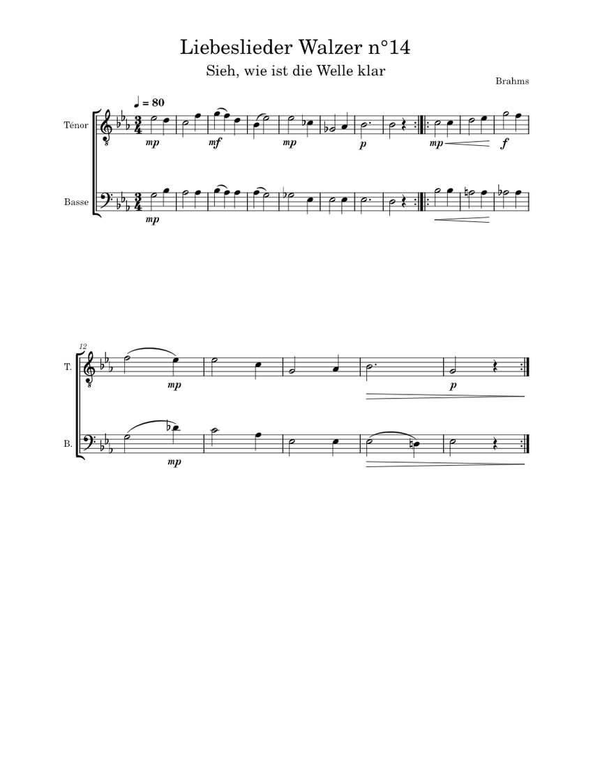 Liebeslieder Walzer n°14 – Johannes Brahms Liebeslieder Walzer n°14 ...