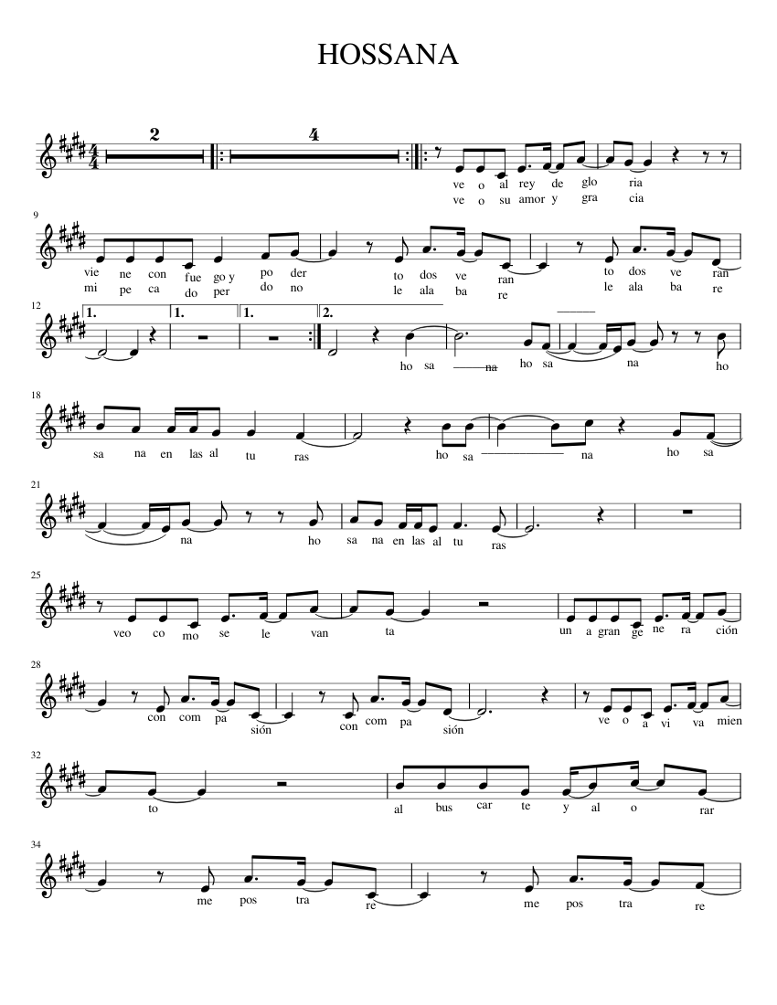 HOSSANA Sheet music for Vocals (Solo) | Musescore.com